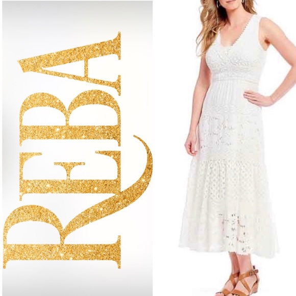 Reba | Dresses | Nwot Reba Eyelet Crochet Midi Off White Dresssz Medium ...